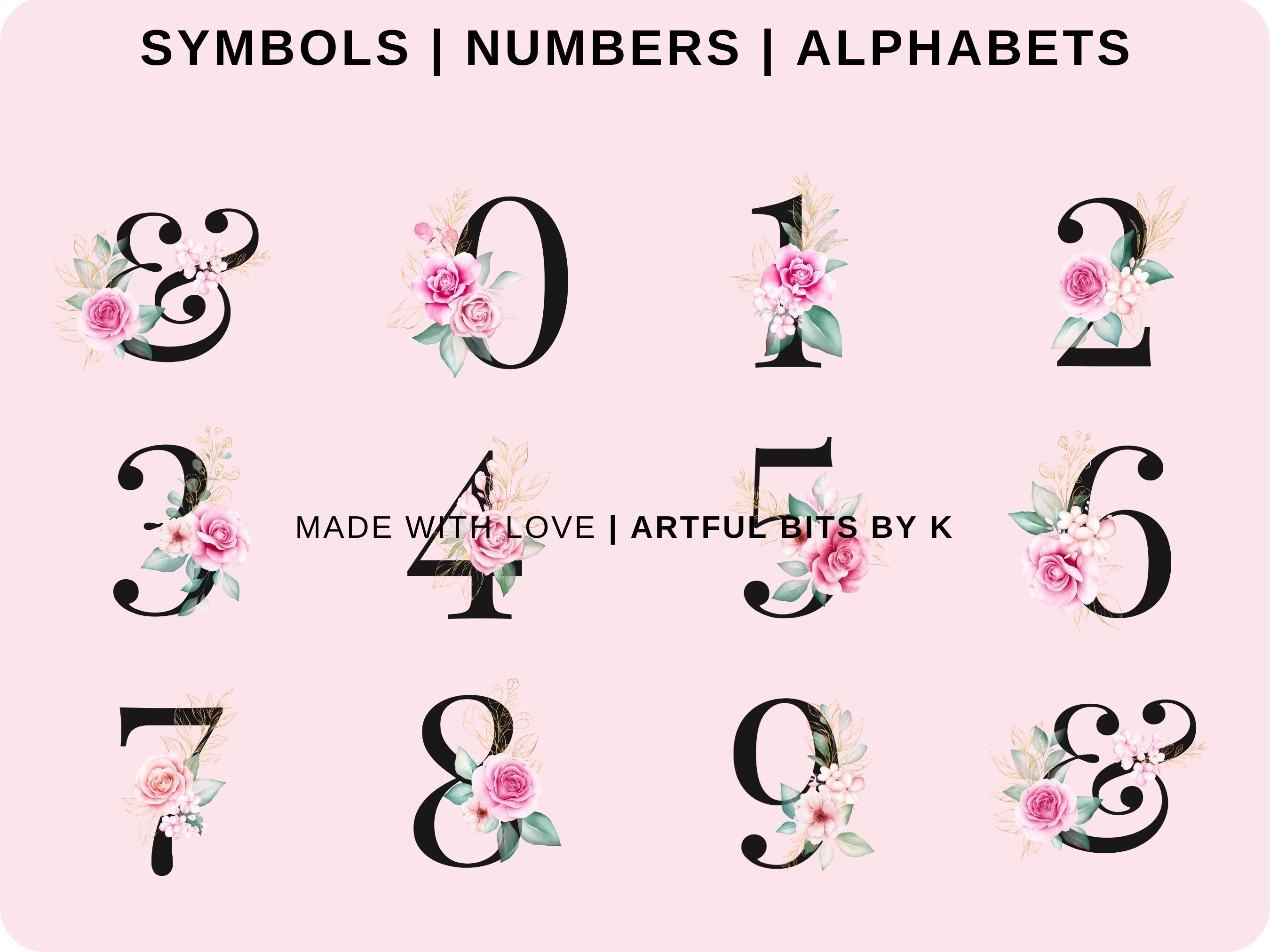 Floral Alphabet and Numbers Watercolor Floral Alphabet - Etsy