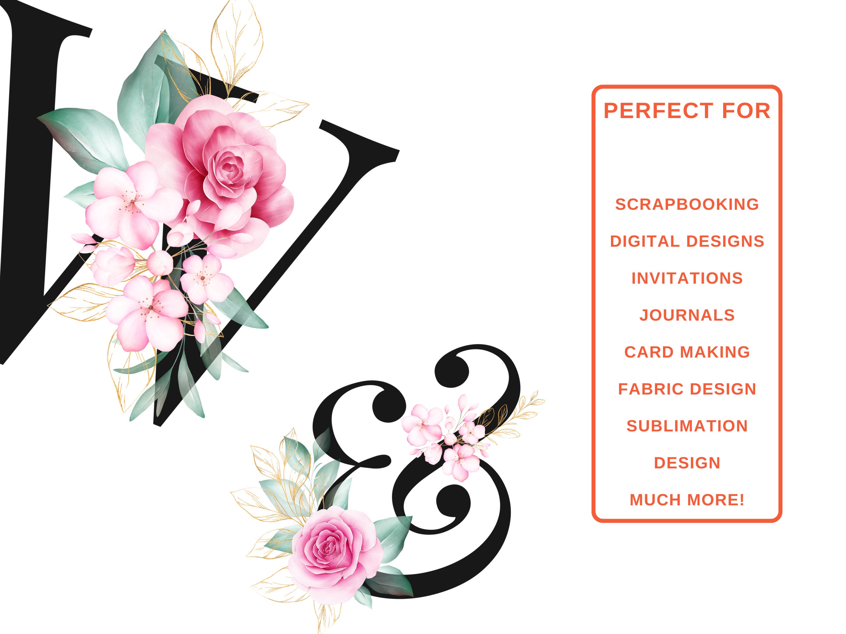 Floral Alphabet and Numbers Watercolor Floral Alphabet - Etsy