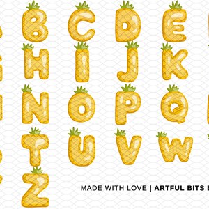 Pineapple Alphabets Clipart, Pineapple Alphabet, Succulent Font ...