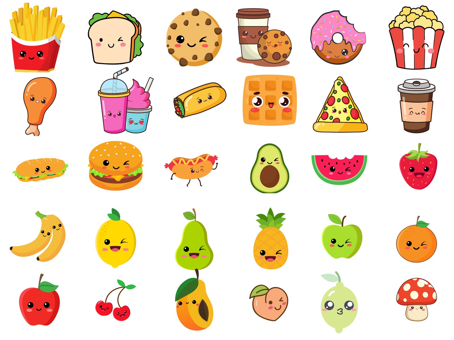 30 PNG Kawaii Food Cute Clipart, Kawaii Food Clipart, Food Clipart ...