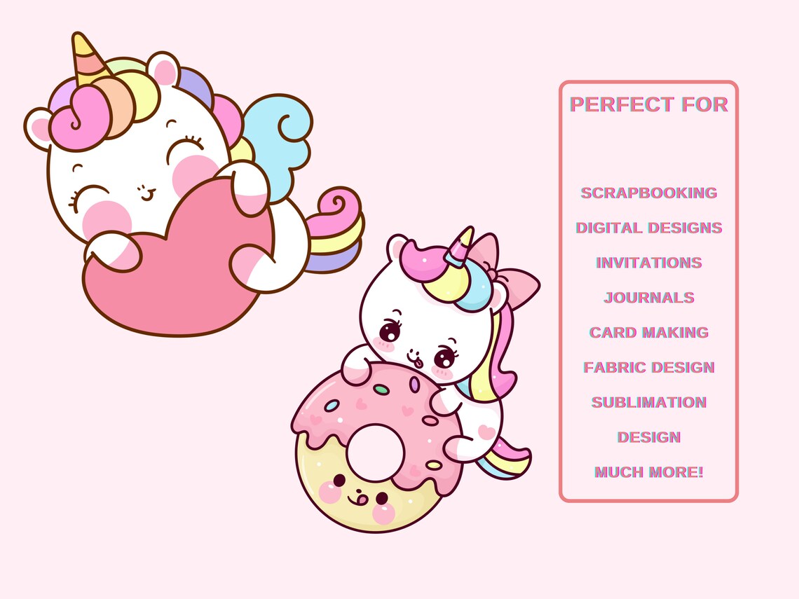 22 PNG Kawaii Unicorn Cute Clipart Kawaii Unicorn Clipart - Etsy