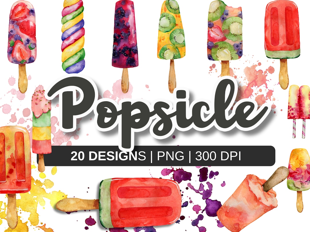 20 PNG Watercolor Popsicles Clipart Dessert Download Instant Download ...
