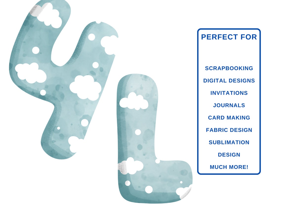 Blue Sky Alphabet and Numbers, Cloud Alphabet Numbers, Angel Alphabet ...