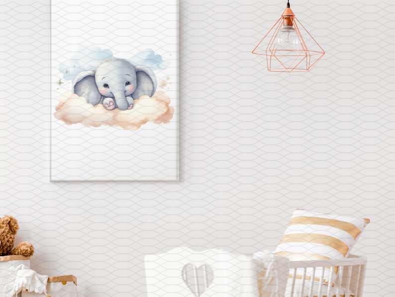 Watercolor Elephant Clipart Cute Elephant Baby Nursery Wall - Etsy