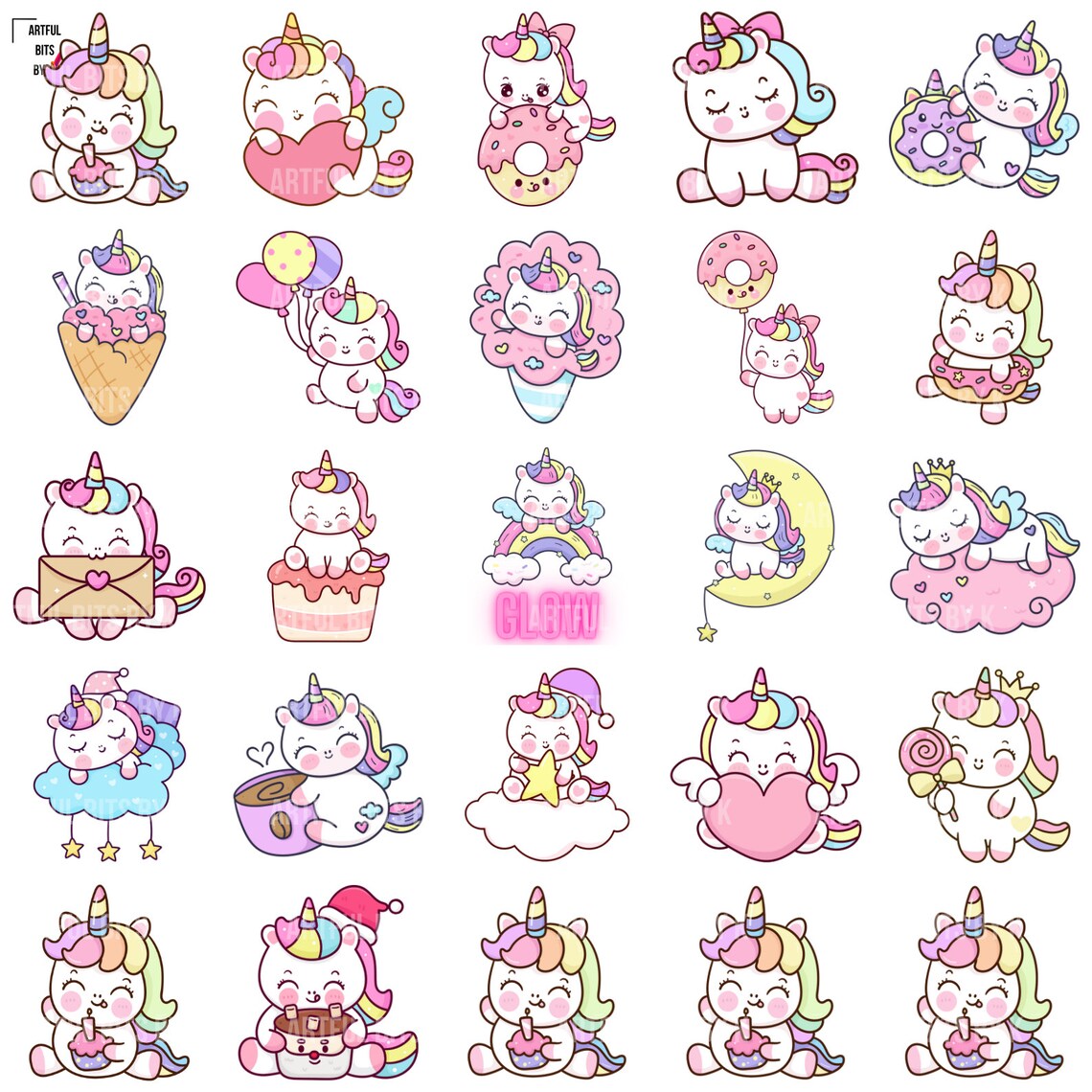 22 PNG Kawaii Unicorn Cute Clipart Kawaii Unicorn Clipart - Etsy