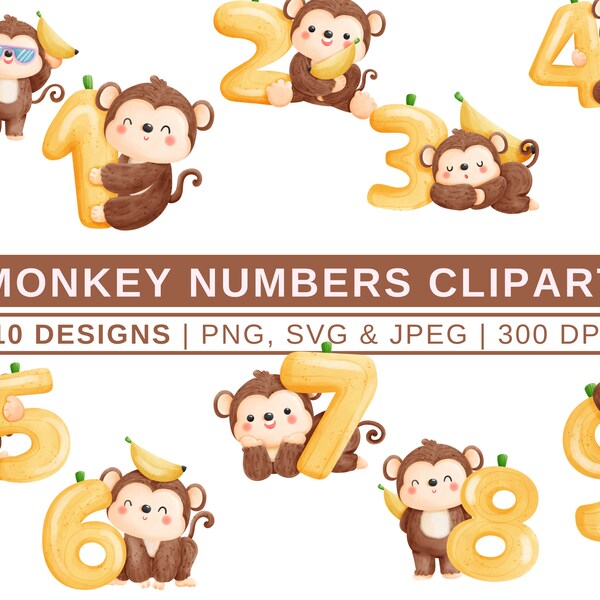 Monkey Numbers - Etsy