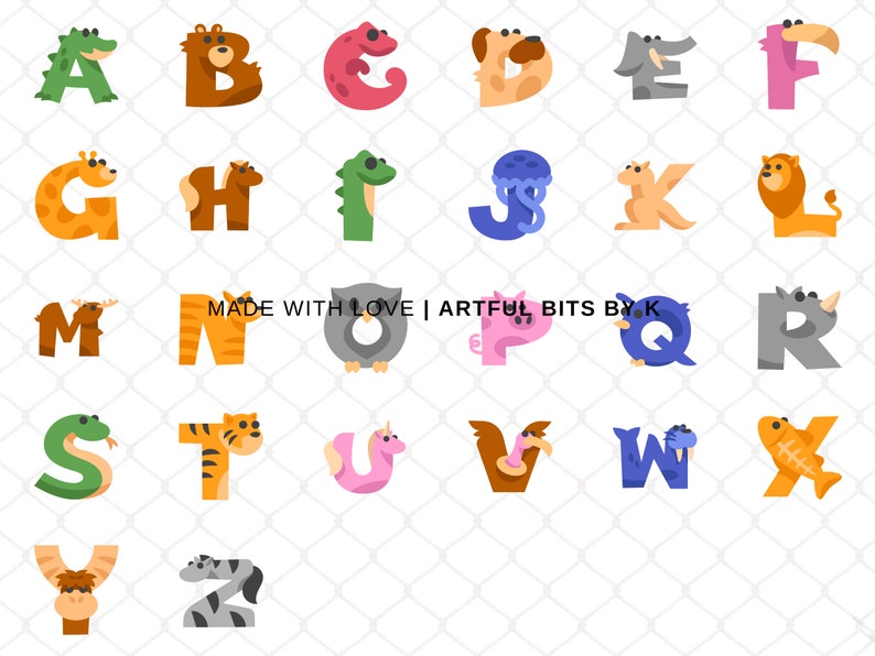 Cute Animals Alphabets and Numbers Clipart Set Animals - Etsy