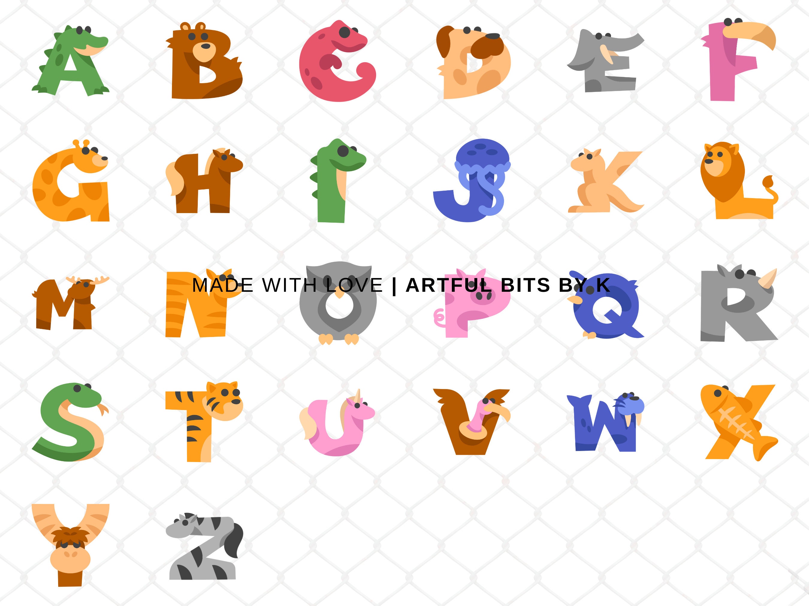Cute Animals Alphabets and Numbers Clipart Set Animals - Etsy