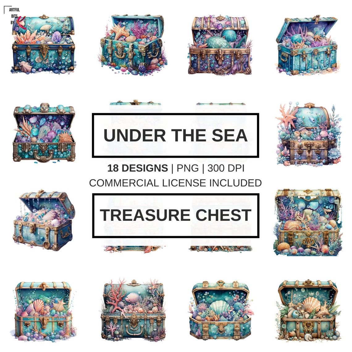 18 PNG Watercolor Treasure Chest Cliparts in PNG Format - Etsy