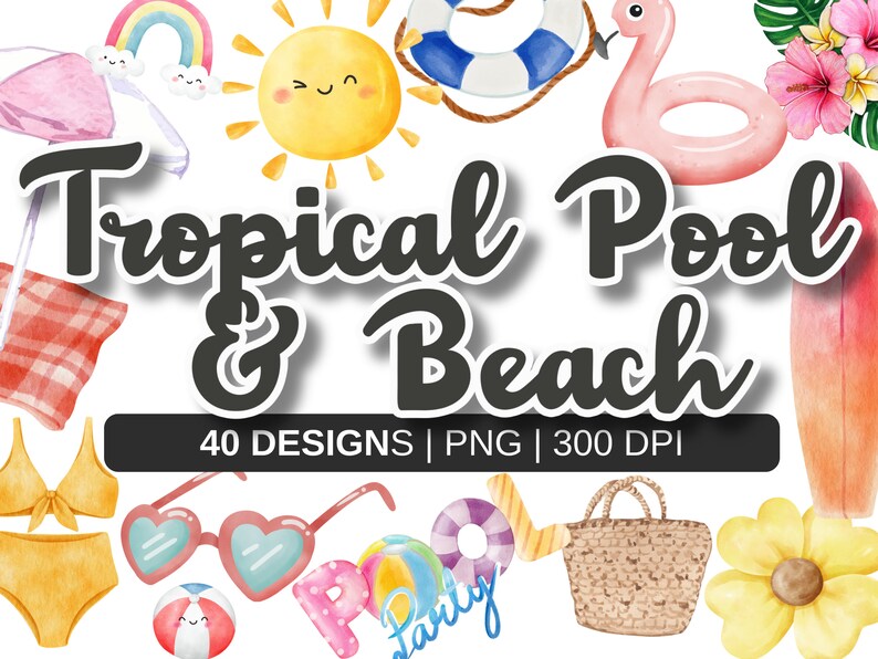 40 PNG Summer Party Clipart Tropical Party Pool Party - Etsy
