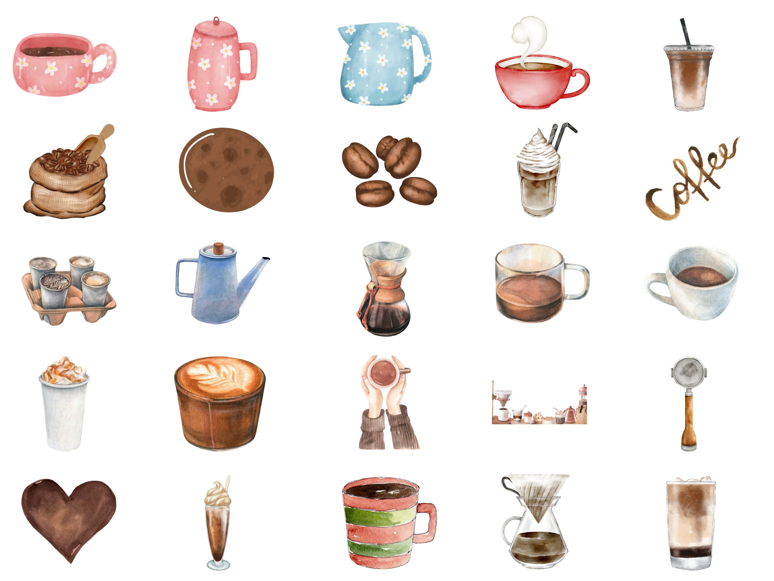 25 PNG Coffee Clipart, Watercolor Coffee Cup Clipart, Food Clipart ...