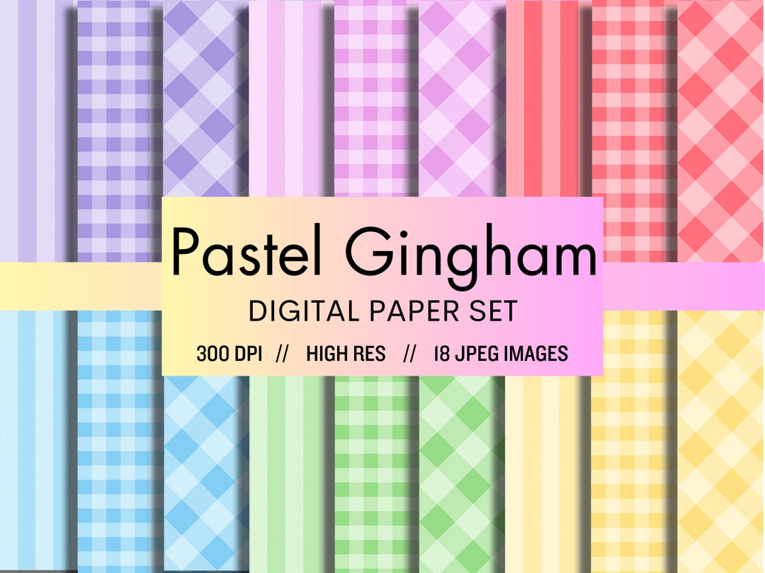 Gingham Pastel Stripes Digital Paper Pack, Baby Girl Nursery, Scrapbook ...