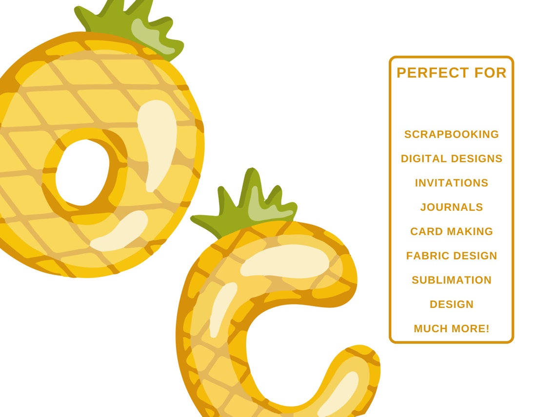 Pineapple Alphabets Clipart, Pineapple Alphabet, Succulent Font ...