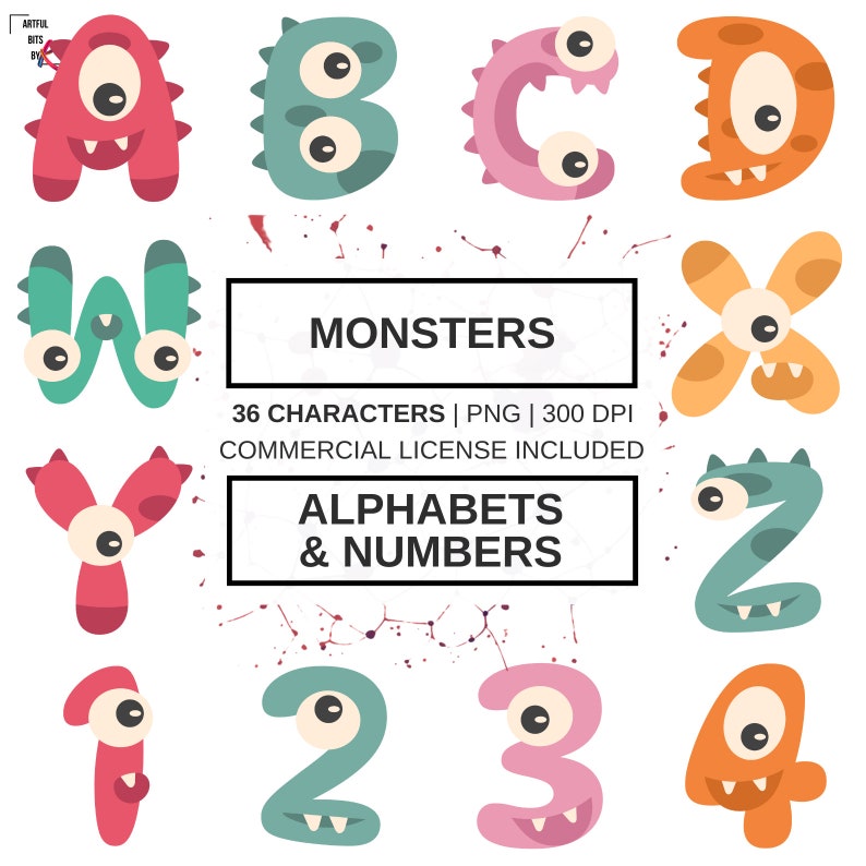 36 PNG Monster Alphabet Numbers Clipart, Monster PNG, Monster Letters ...