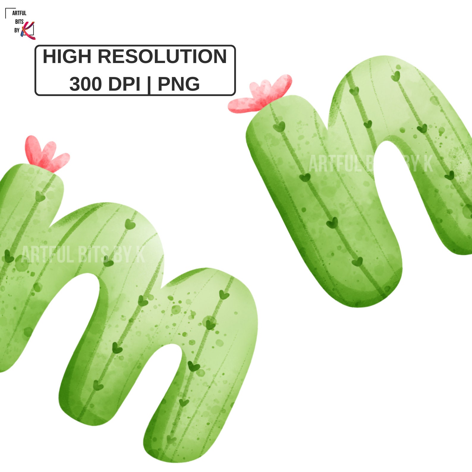 Cactus Alphabets Clipart, Cactus Alphabet, Succulent Font, Succulent ...