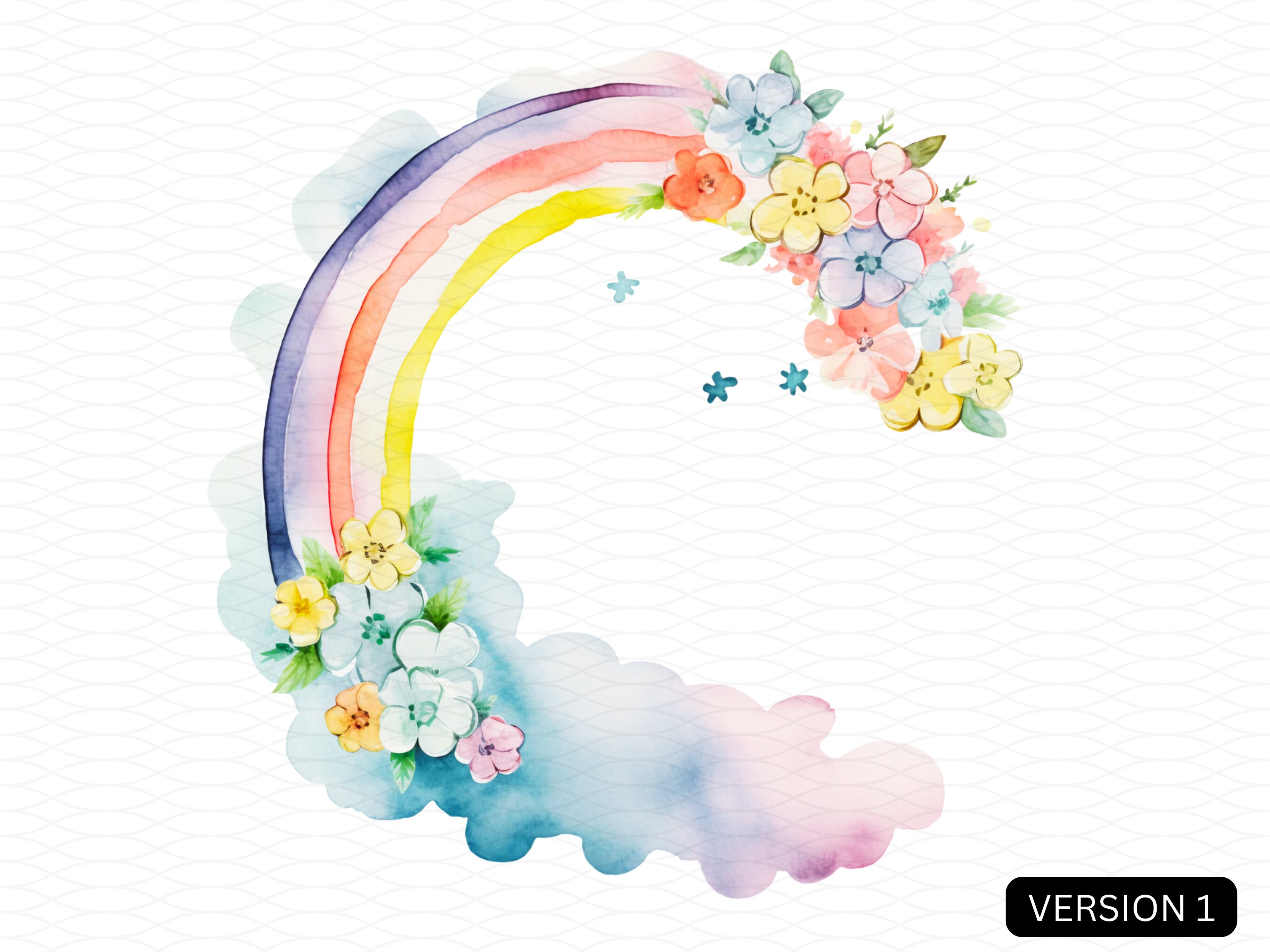 3 PNG Rainbow Clouds Frame Wall Art Set Printable Wallart - Etsy