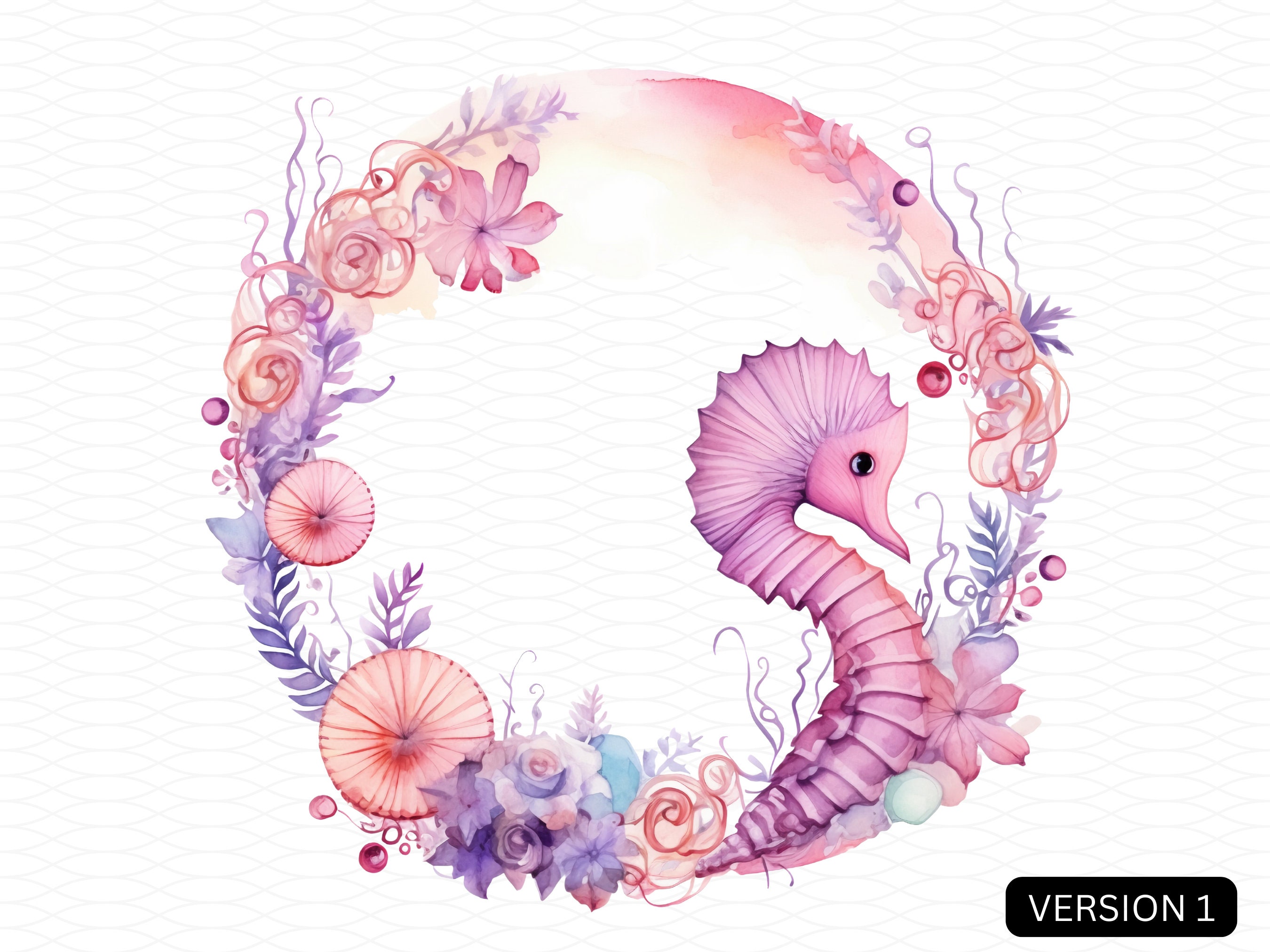 4 PNG Watercolor Under the Sea Wreath Wall Art Baby Wreath - Etsy