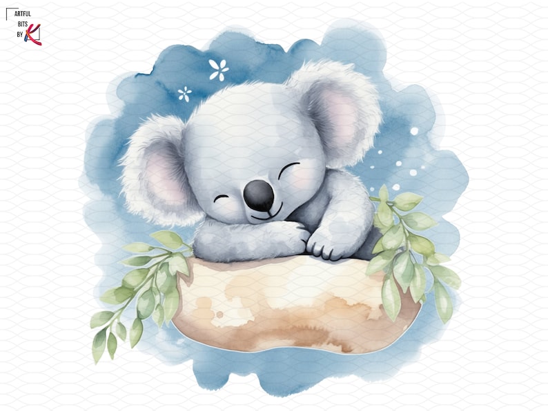 Watercolor Koala Clipart Dreamy Sleepy Cute Koala Baby - Etsy