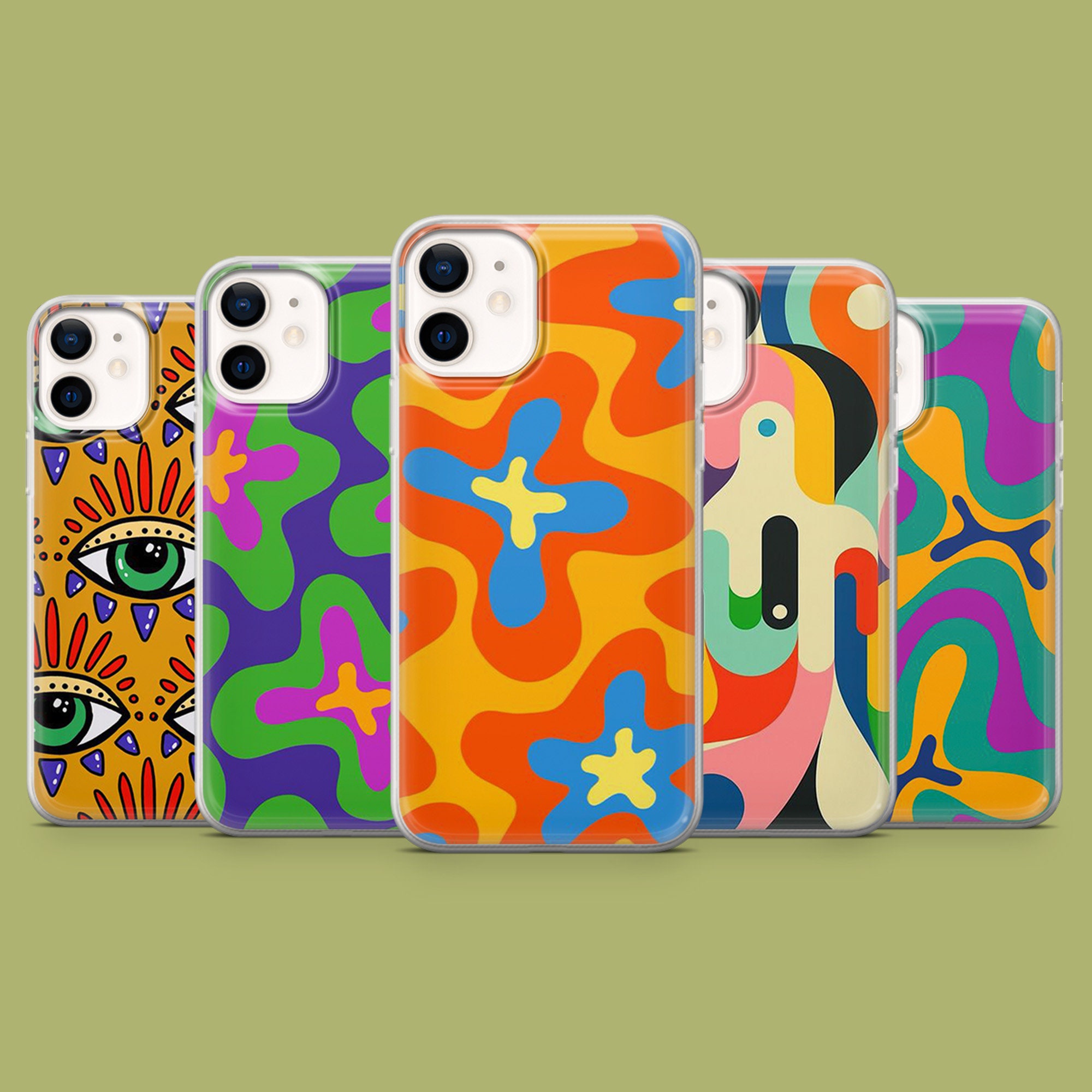 Bright Colors Phone Case Contemporary Cover for iPhone 15 14 13 12 11 ...