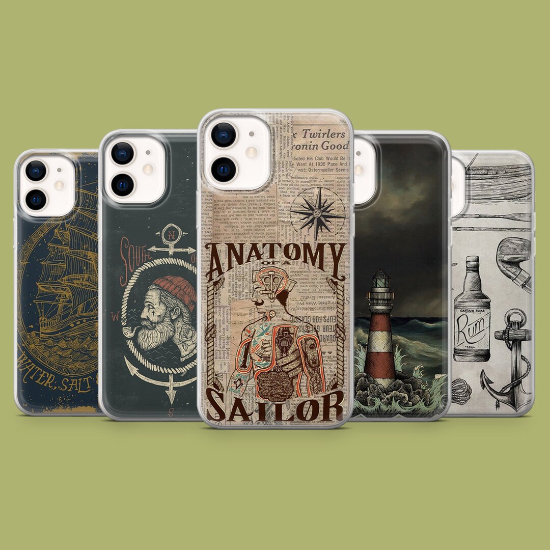 Nautical Navy Phone Case Sailor Cover for iPhone 15, 14, 13, 12 ...