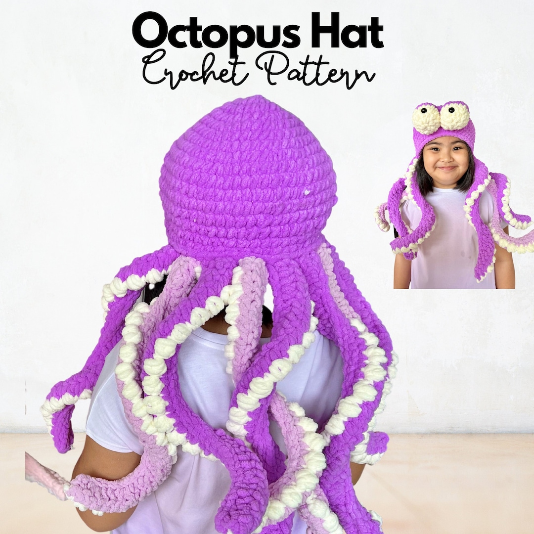 Octopus Hat Crochet Pattern Kids Adults Halloween Costume Crochet Sea ...