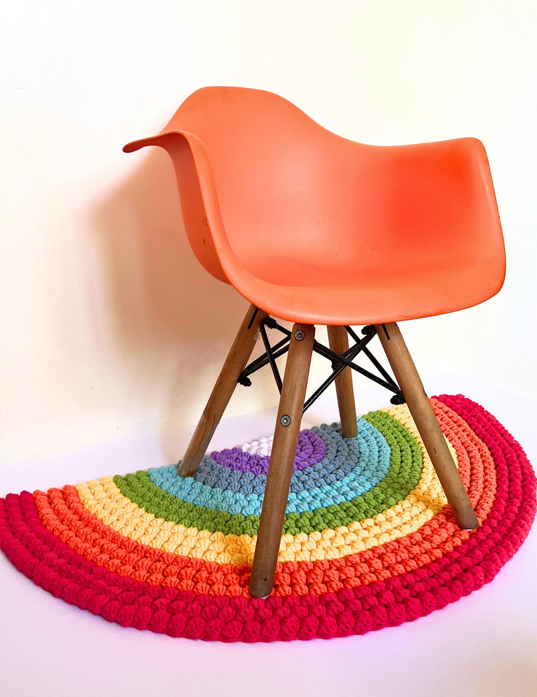 Rainbow Crochet Rug Pattern: Semi-circle Mat for Nursery (digital ...