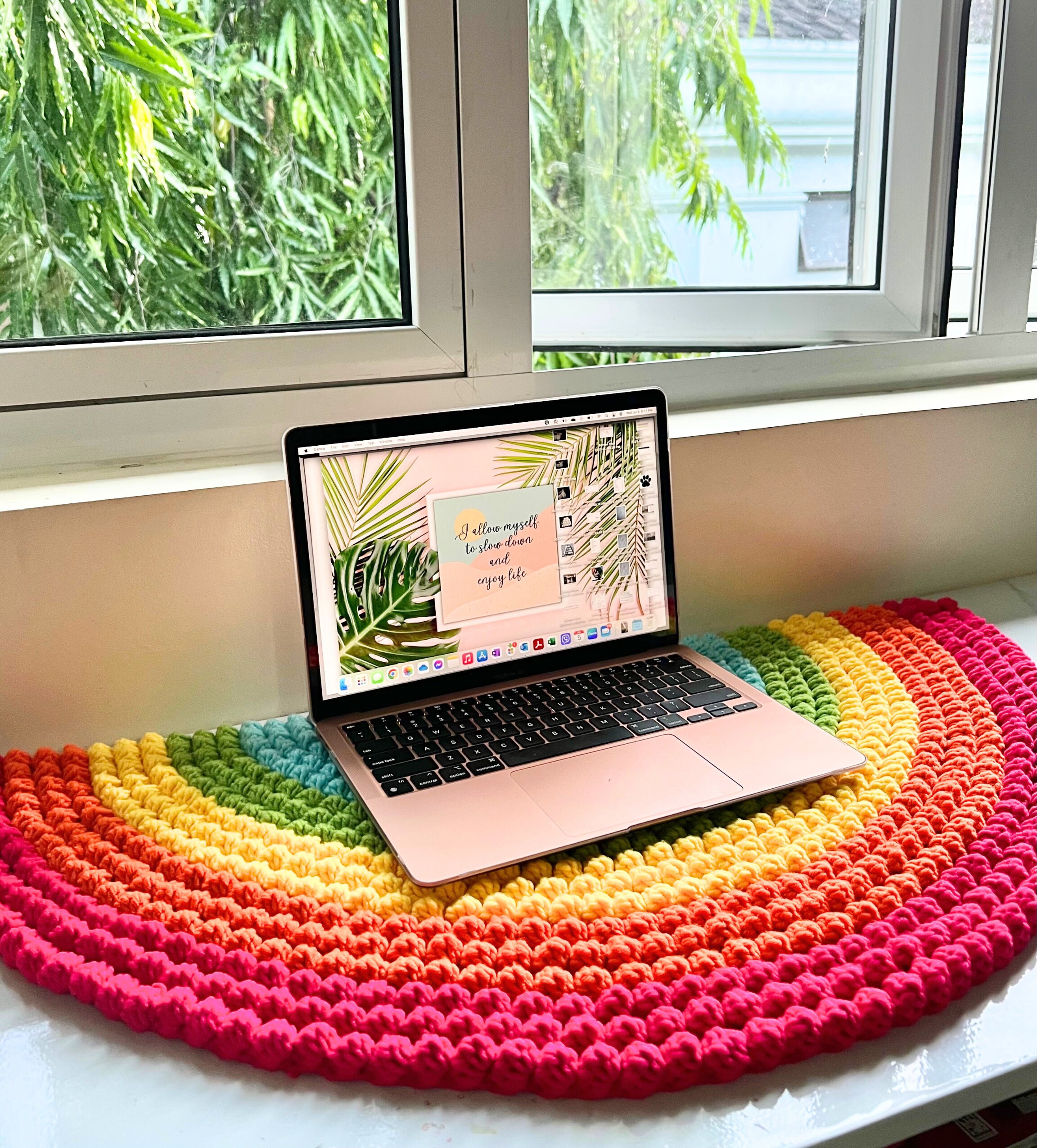Crochet Rainbow Bobble Mat Pattern: Colorful Home Decor (PDF) - Etsy