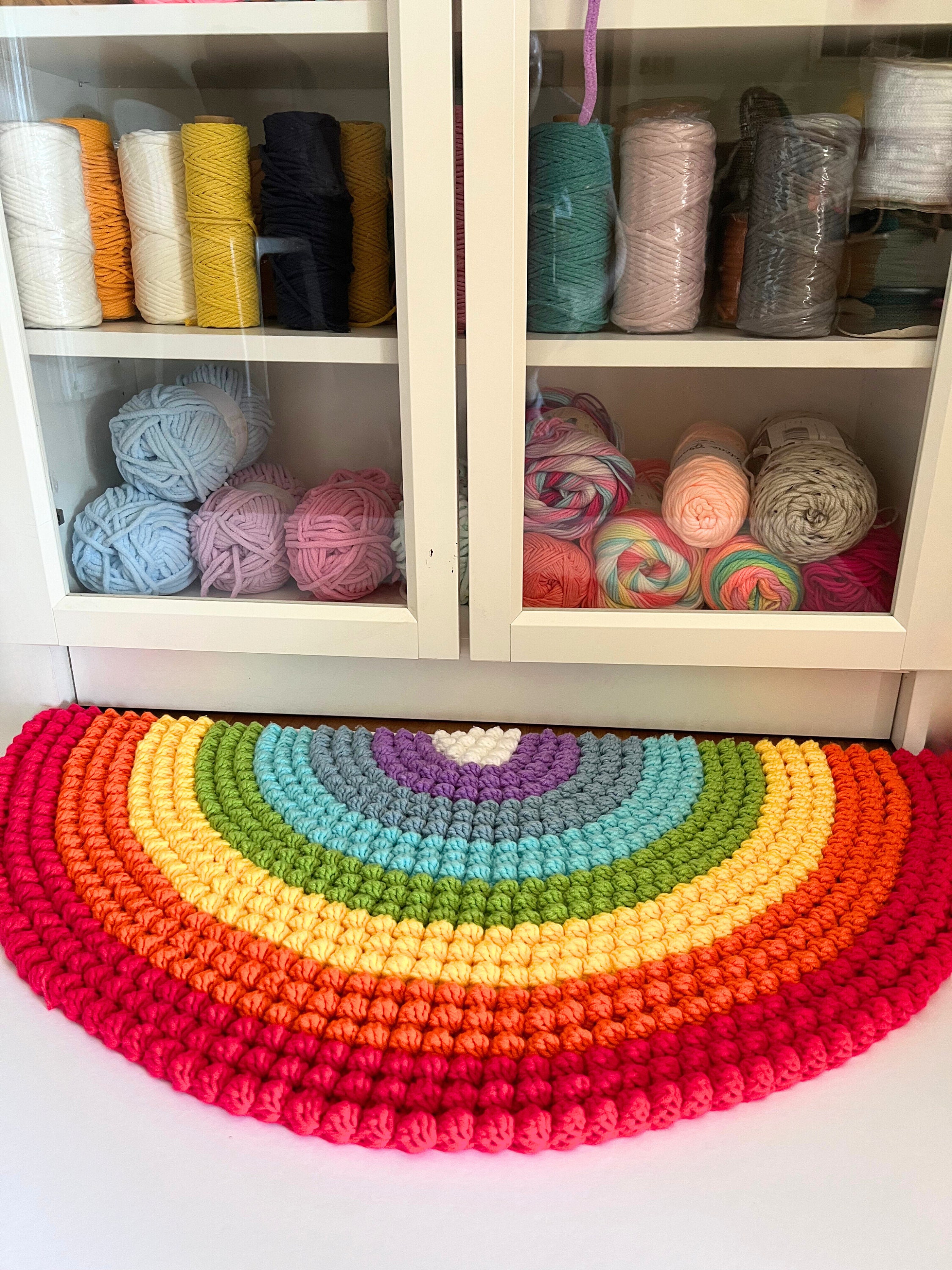 Crochet Rainbow Bobble Mat Pattern: Colorful Home Decor (PDF) - Etsy