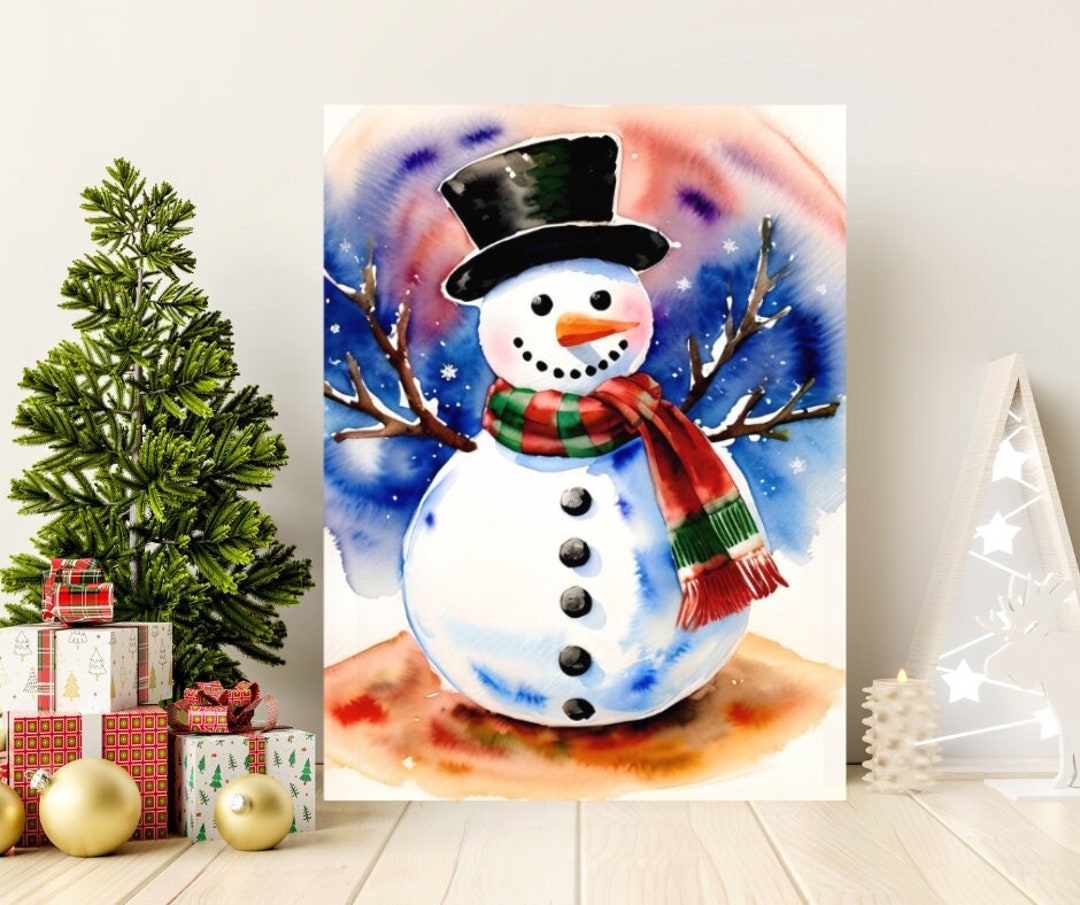Snowman Christmas Wall Decor, AI Art Matte Canvas, Stretched, 0.75 - Etsy