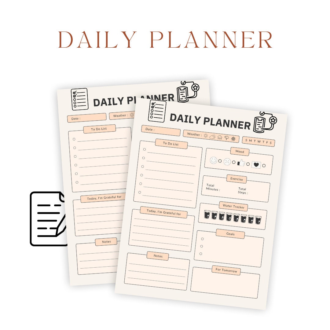 Printable Daily Planner Daily Tracker Template Printable - Etsy