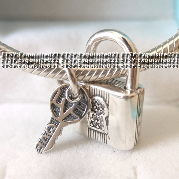 Lock and Key Silver Charm - Etsy