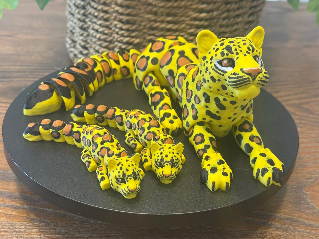 3D Printed Articulated Leopard With Cubs - Etsy