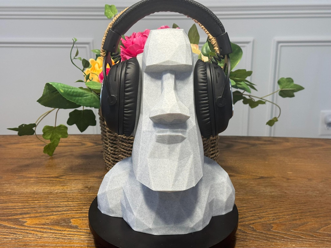 3D Printed Low Poly Moai Statue Marble / PLA /moai Headphone Headset ...