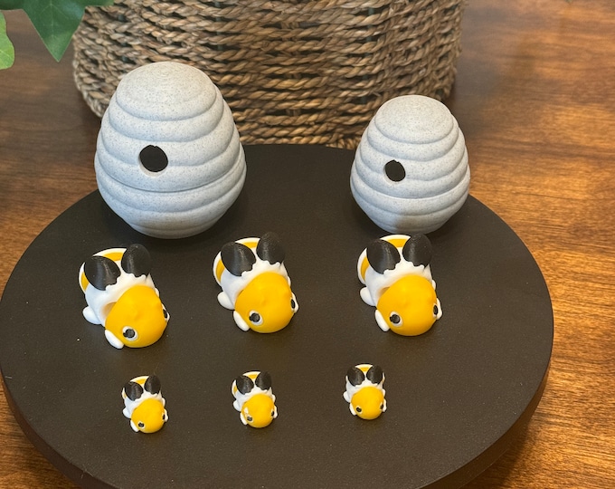 3D Printed Bee Hive Storage Container With a Flexi Fidget Bee Figure ...