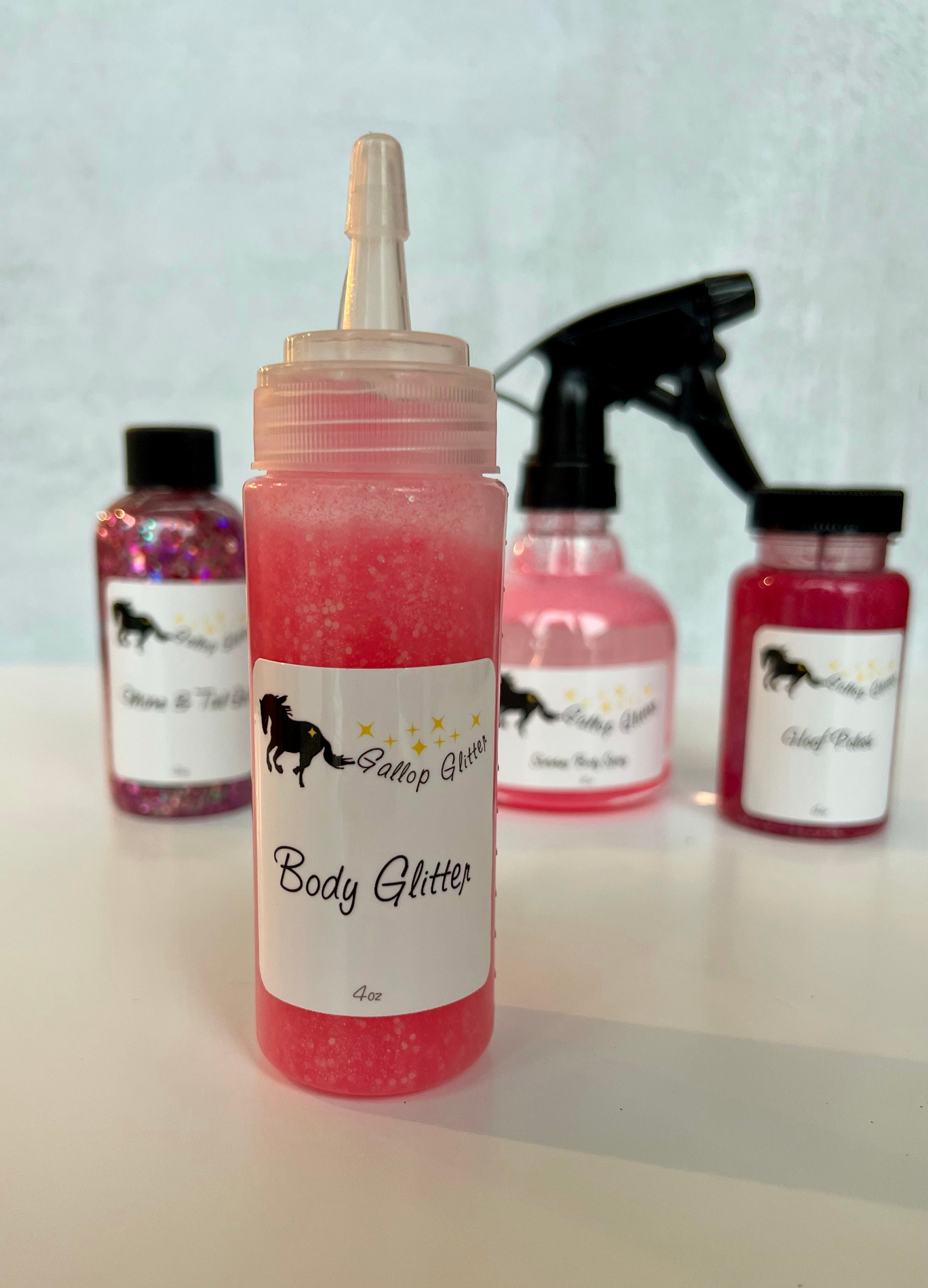Gallop Glitter Pink Glitter Set of 4 Hoof Polish Body - Etsy
