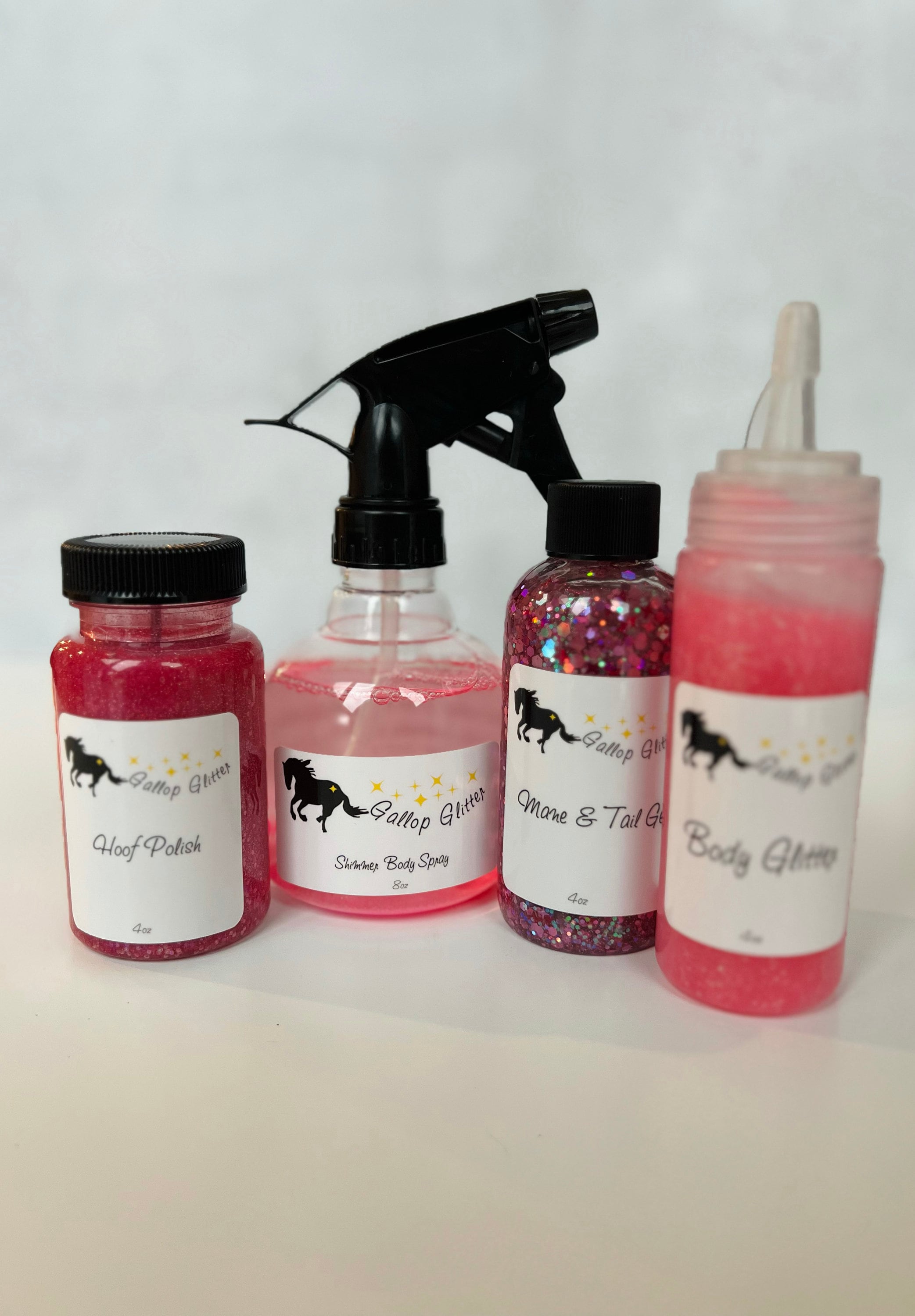 Gallop Glitter - Pink Glitter Set of 4 - Hoof Polish, Body Glitter ...