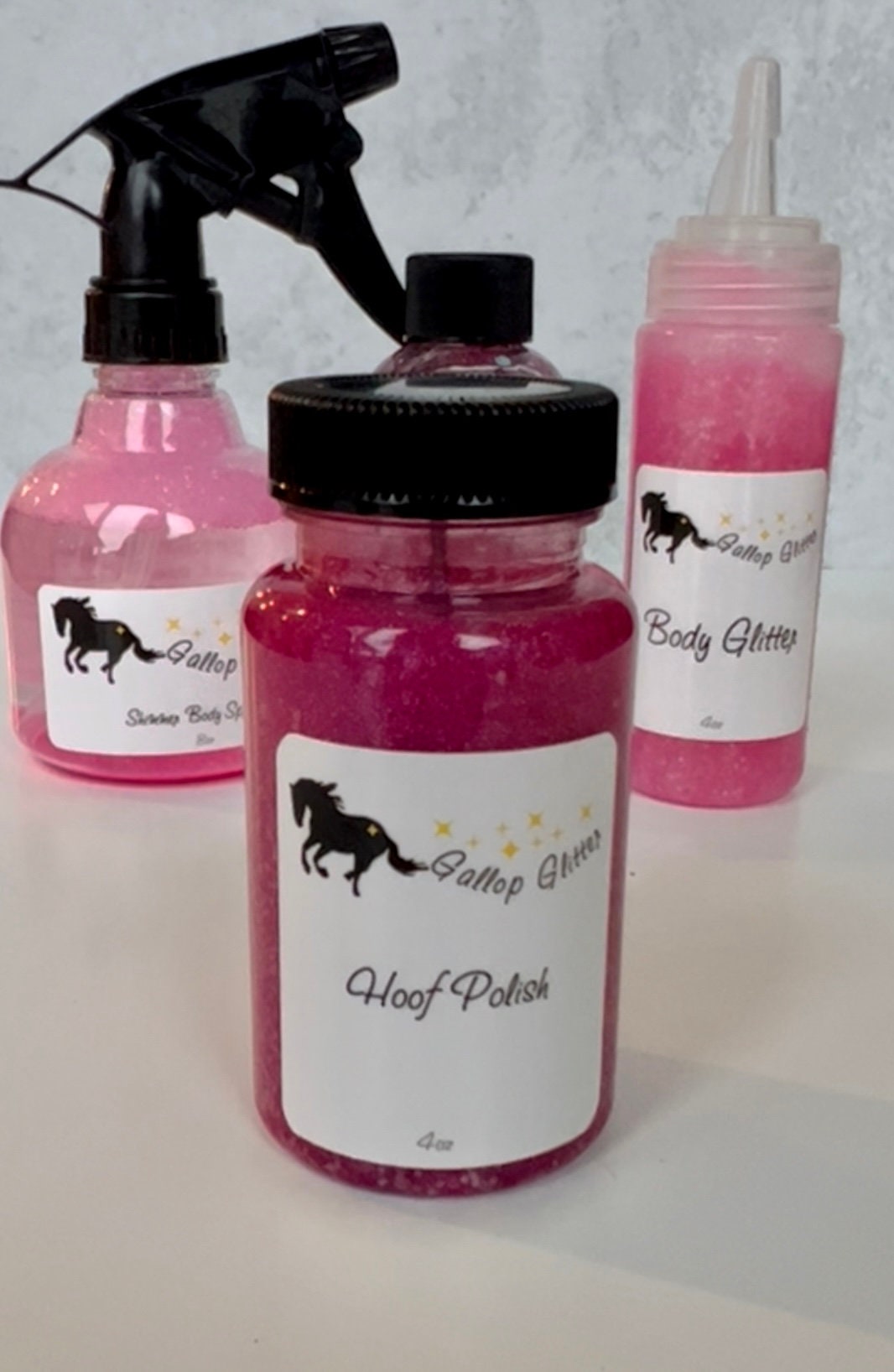 Gallop Glitter Pink Glitter Set of 4 Hoof Polish Body - Etsy