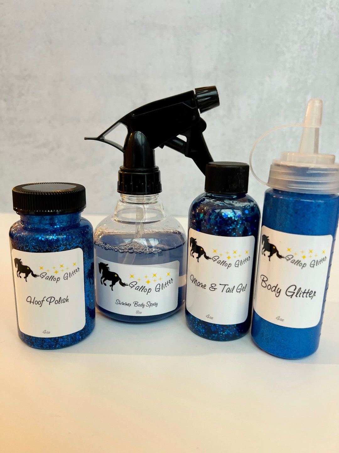 Gallop Glitter - Blue Glitter Set of 4 - Hoof Polish, Body Glitter ...