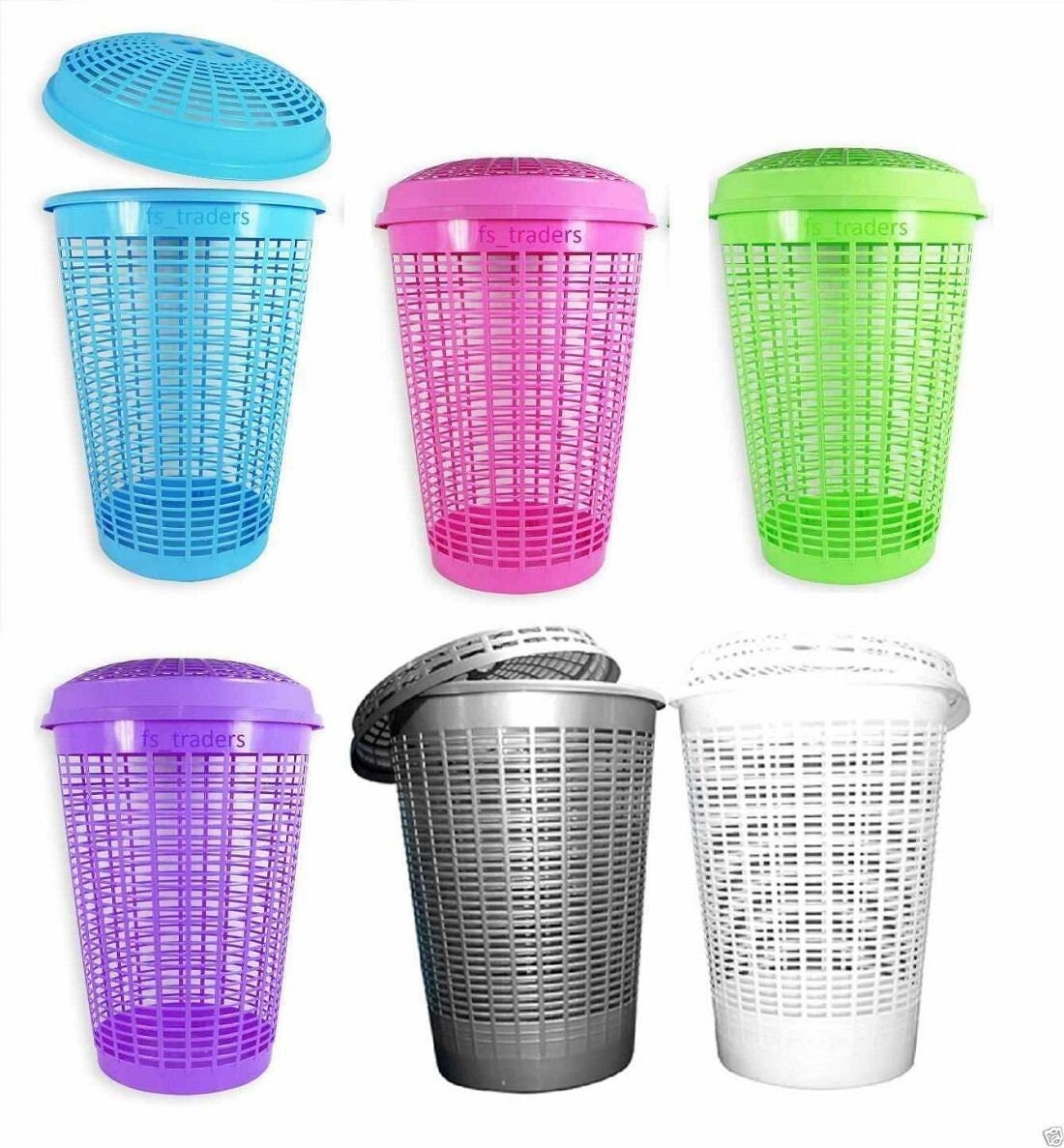 Plastic Large Round Laundry Basket Bin Linen Washing Storage Hamper With Lid Etsy
