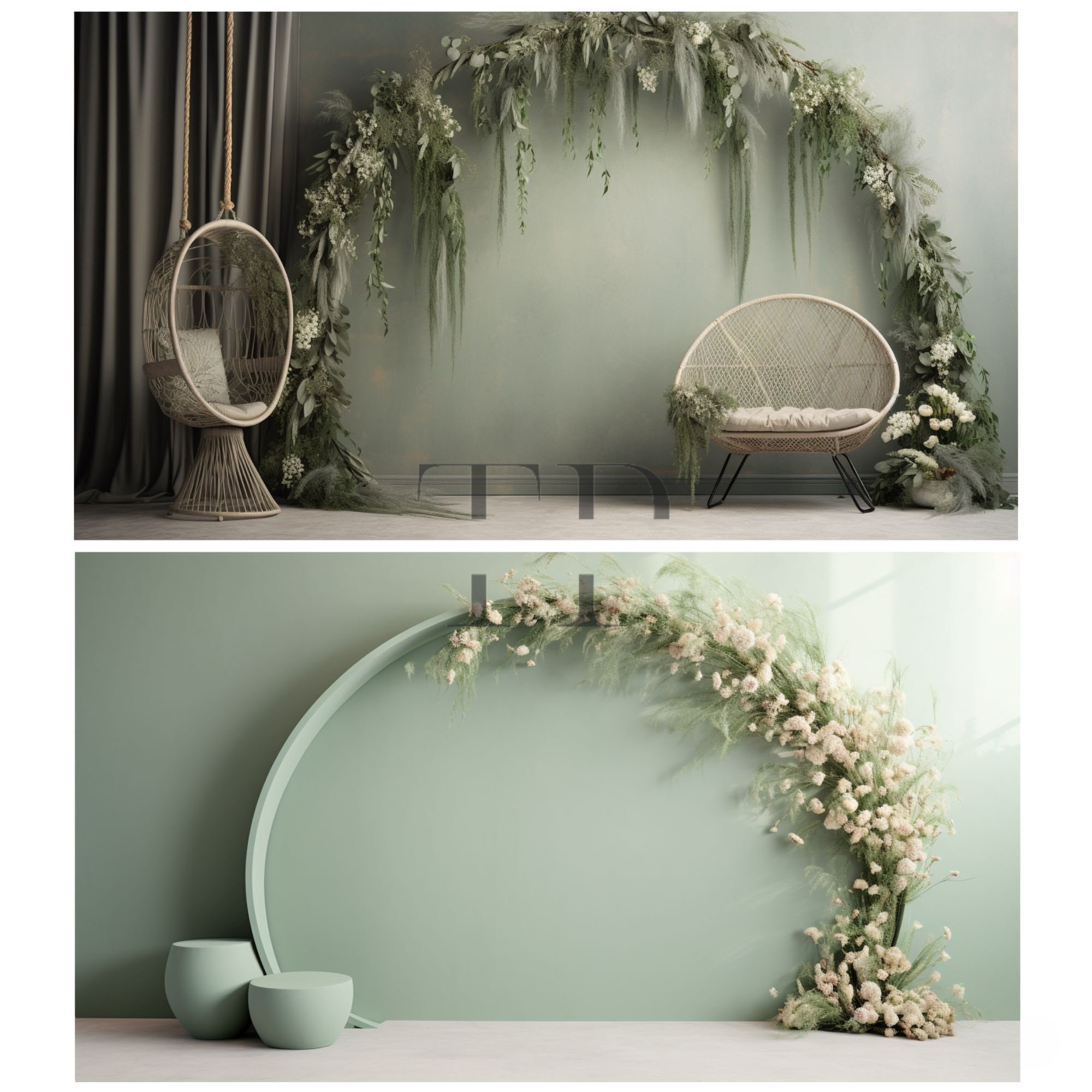Sage Green Boho Digital Backdrops - Maternity Photo Overlays ...