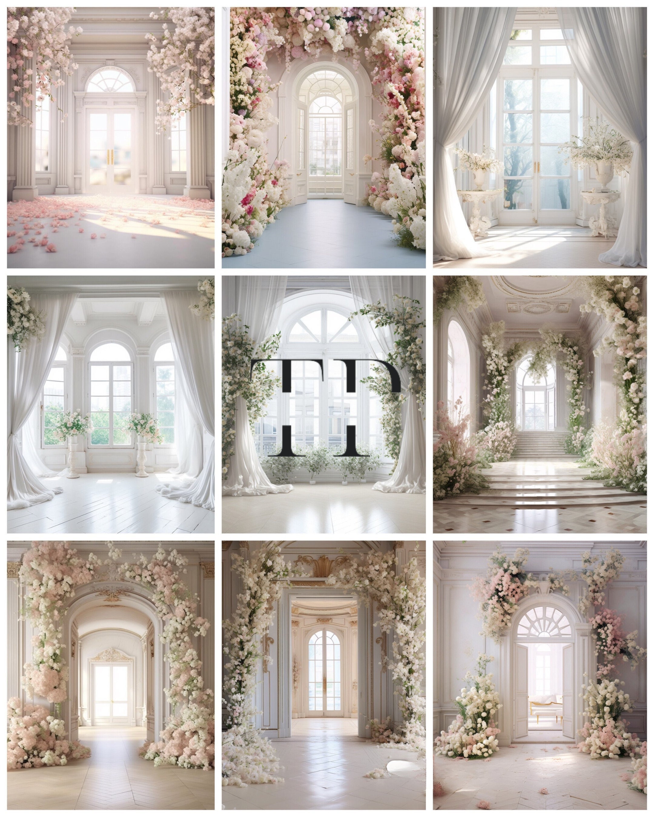 Maternity Digital Backdrops - Floral Studio Backdrop Overlays, Elegant ...