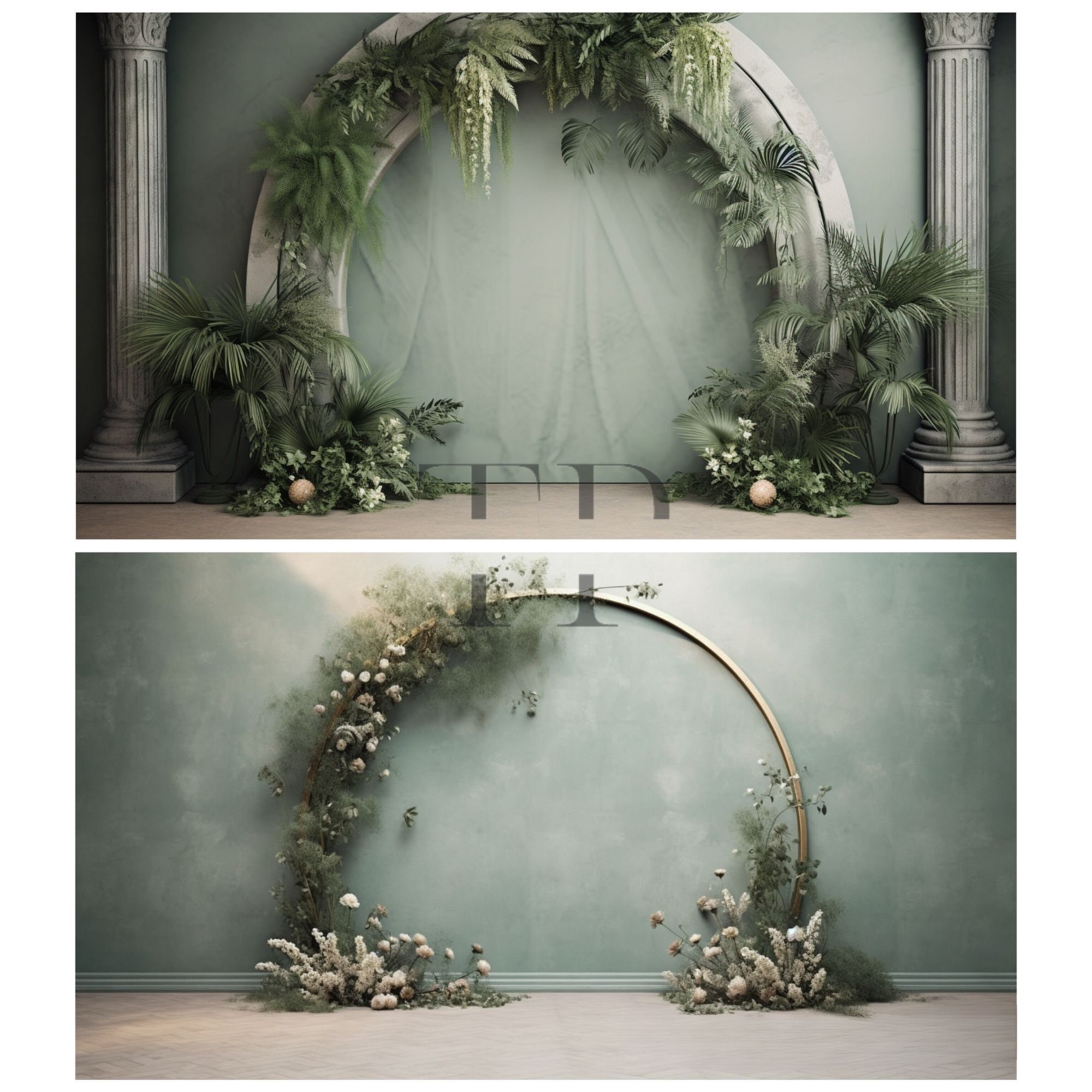 20x Boho Arch Digital Backdrops - Sage Green Maternity Photo Overlays ...