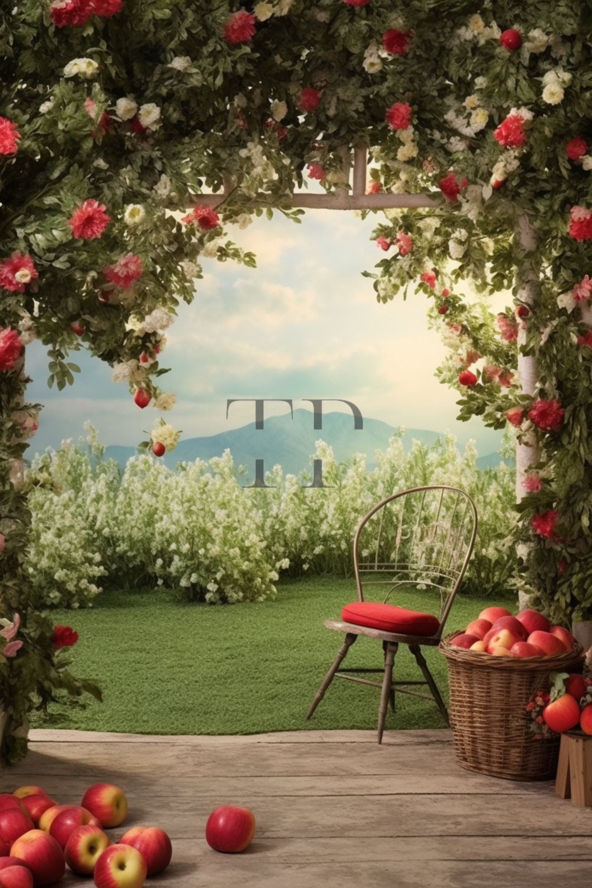 Fall Apple Backdrop, Autumn Backdrop, Digital Background, Apple ...