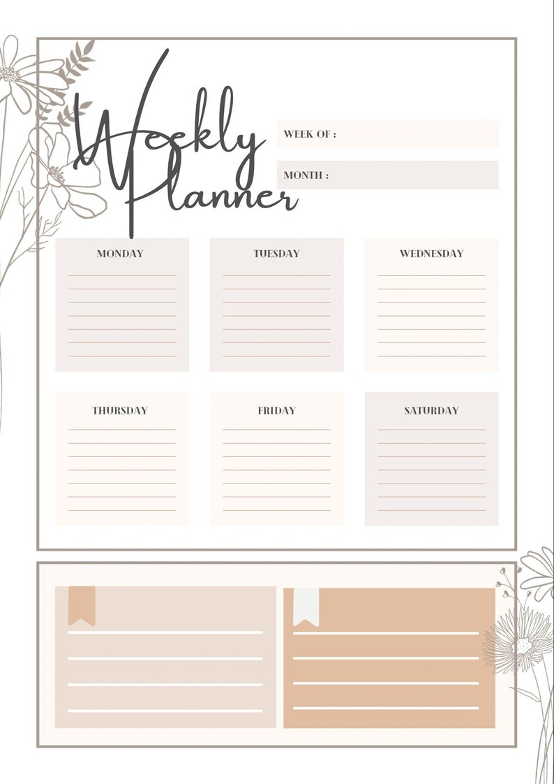 Minimal Weekly Planner, Instant Download, Printable, Productivity ...