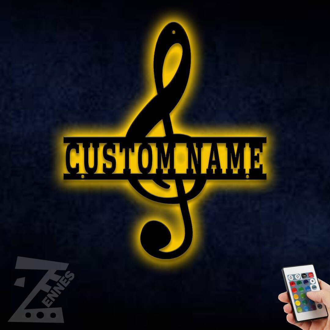 Personalized Music Treble Clef Metal Sign With LED Light - Etsy
