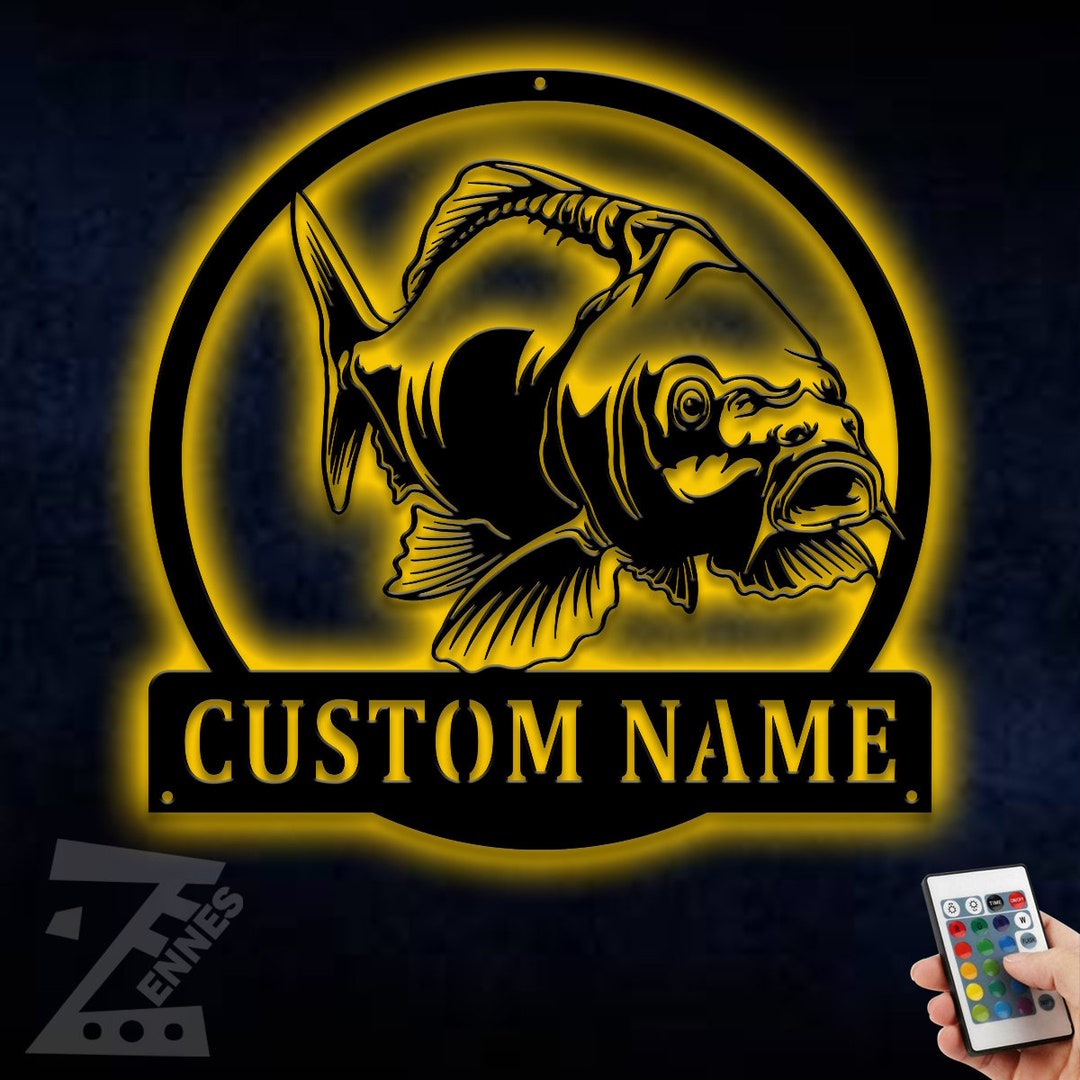 Custom Carp Fish Metal Wall Art With LED Light Personalized - Etsy