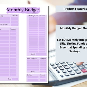 Printable Monthly Budgeting Template Pack Purple Instant - Etsy