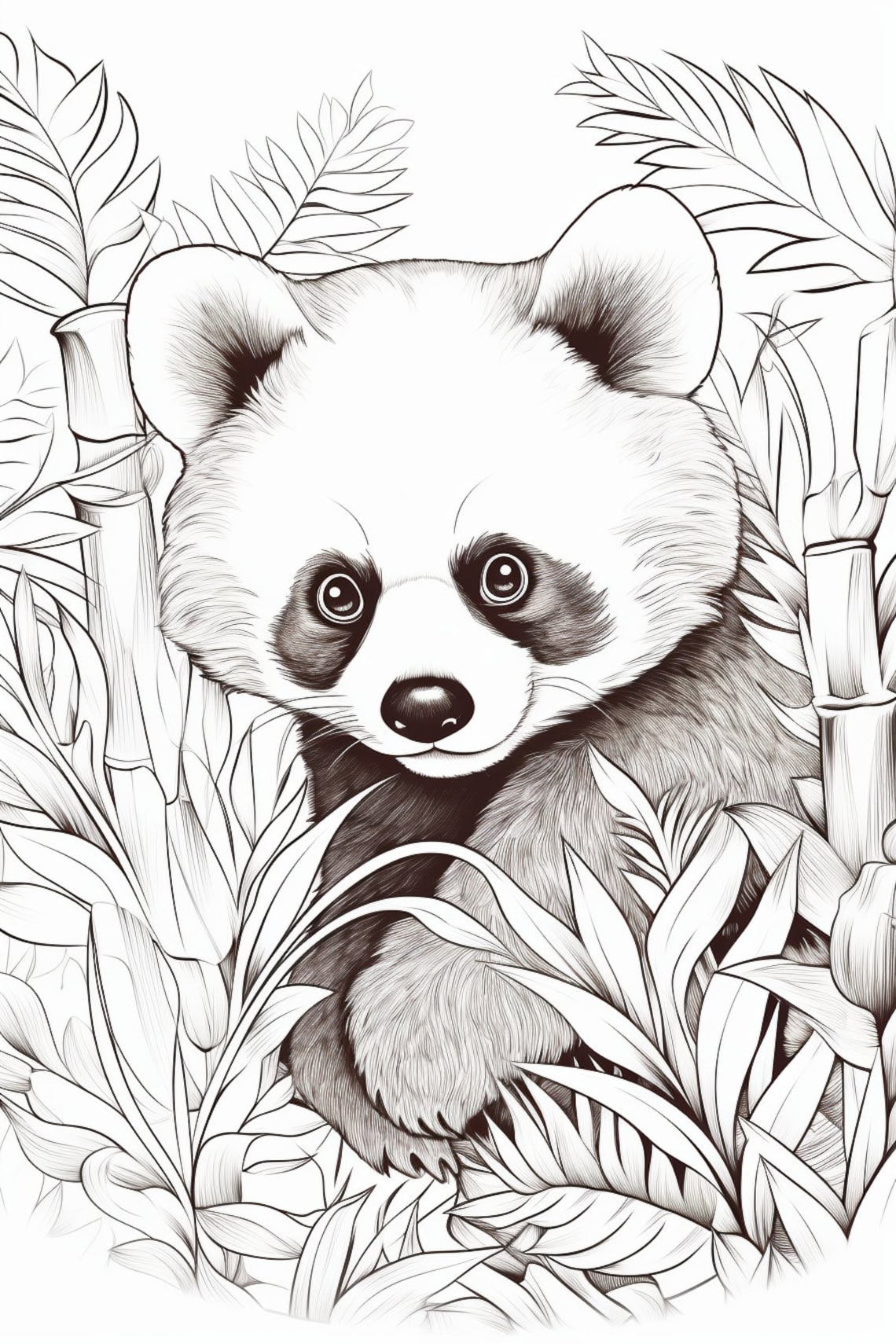 Red Panda Coloring Book Adults Kids Instant Download Grayscale Coloring ...