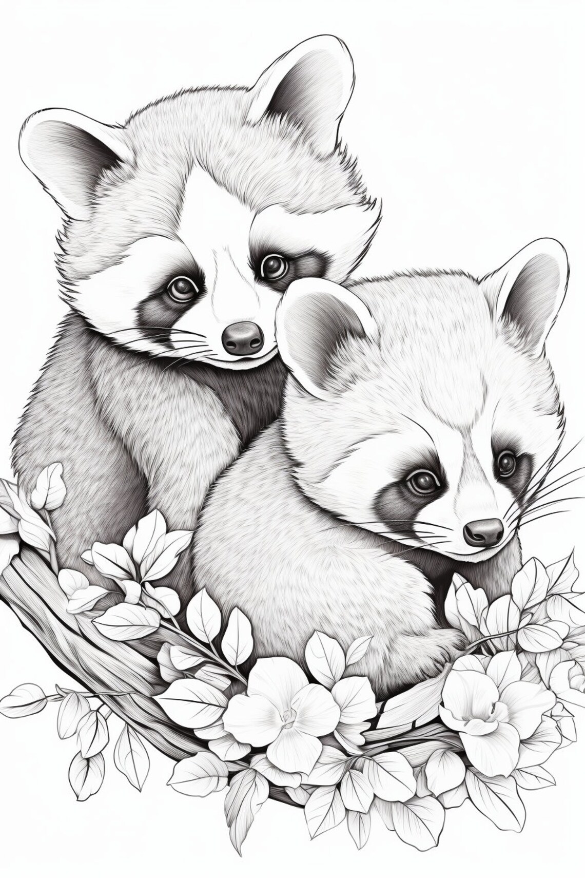 Red Panda Coloring Book Adults Kids Instant Download Grayscale Coloring ...