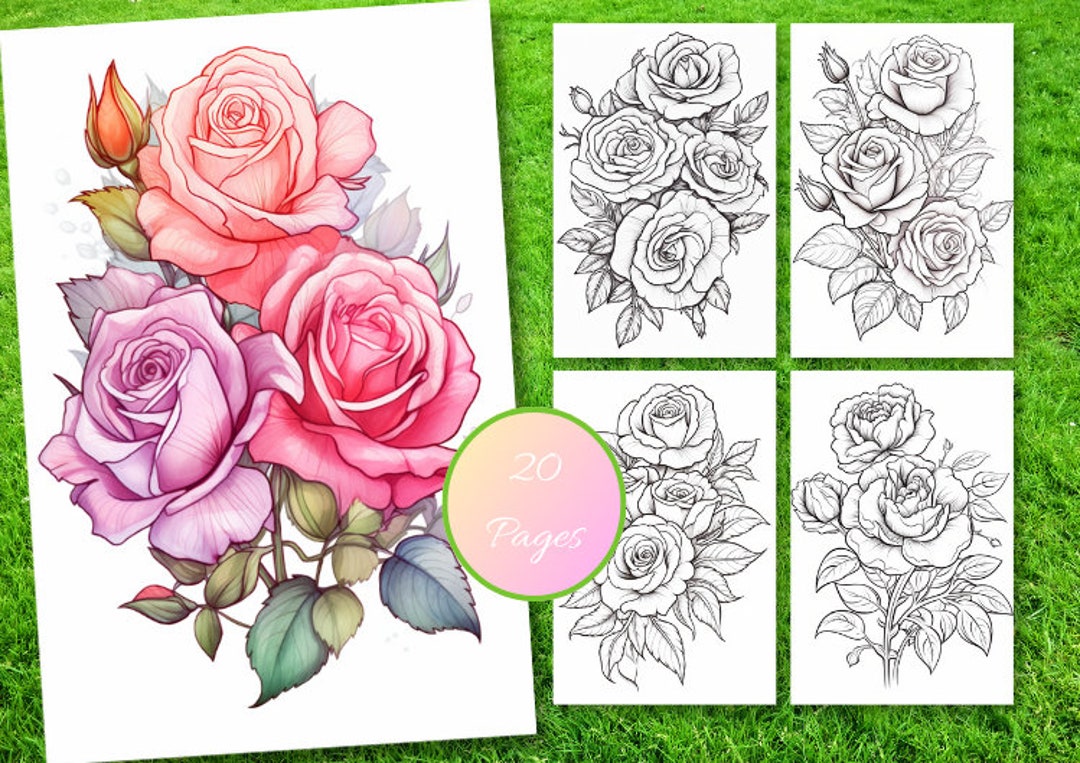 Roses Coloring Book - Etsy